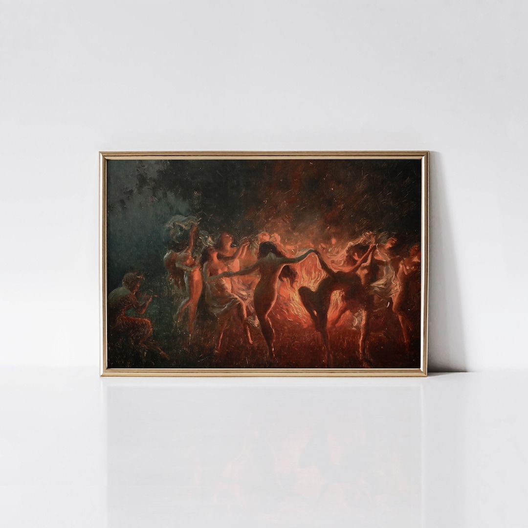 Fire Dance 1889 by Joseph Tomanek Print, Victorian Era Dancing Flock of ...