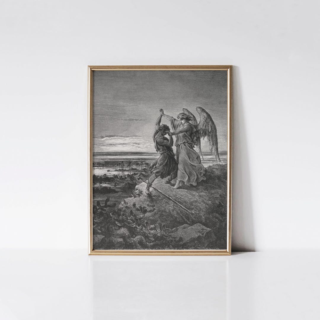 Gustave Doré - Jacob Wrestling With the Angel (1855) Print. - Etsy