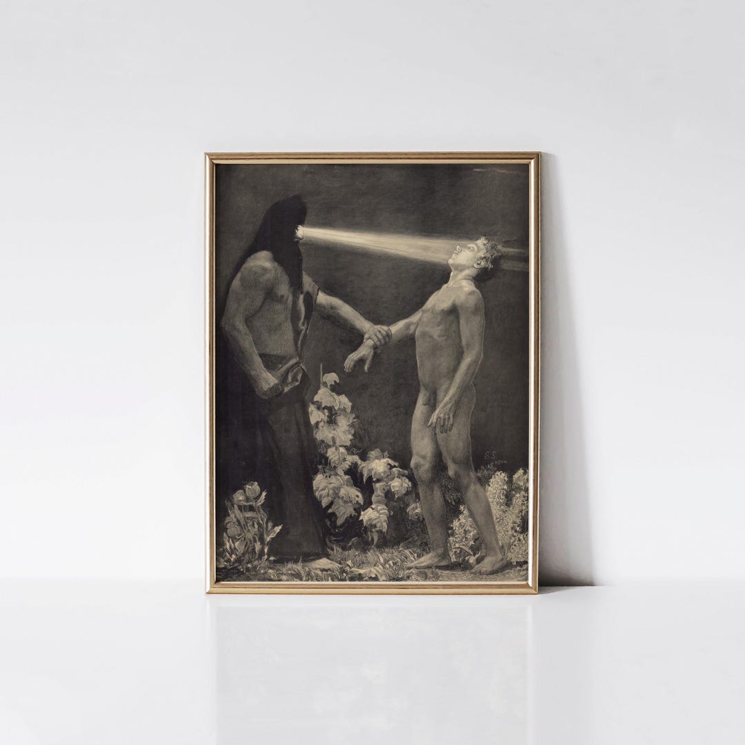 Hypnosis 1904 Sascha Schneider Print, Symbolic Painting, Vintage ...