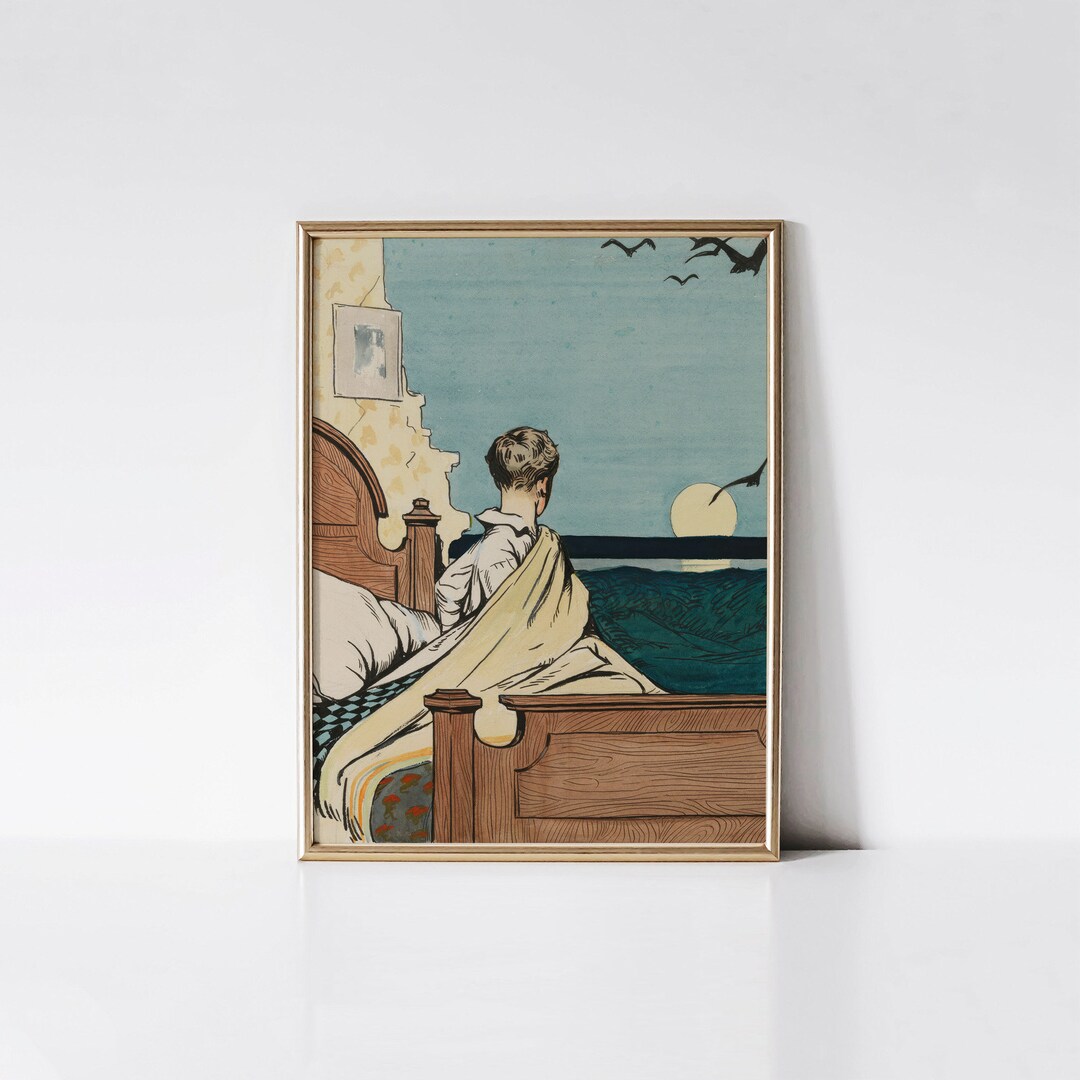 Boy and Moon, Edward Hopper Print, Modern Bedroom Wall Art. - Etsy