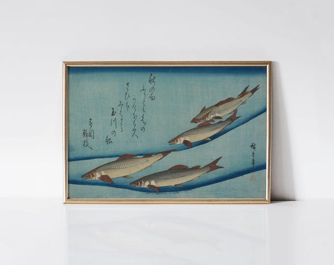 Vintage Japanese Ukiyo-e Woodblock Art Print, Kabari-nagashi Fisherman ...
