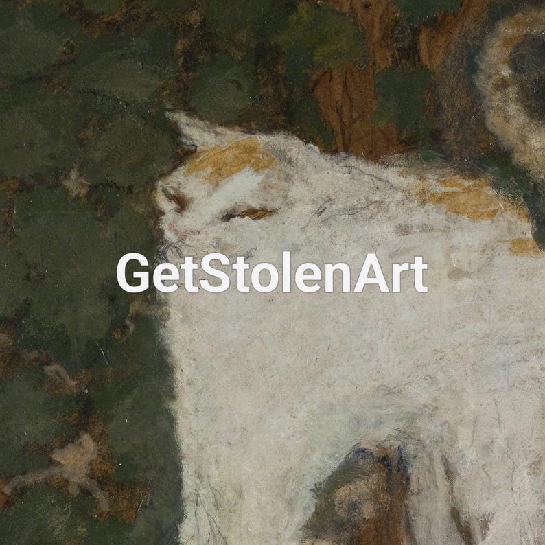 Le Chat Blanc, Vintage Cat Art, Meme Cat Painting, Cat Lover Gift. - Etsy