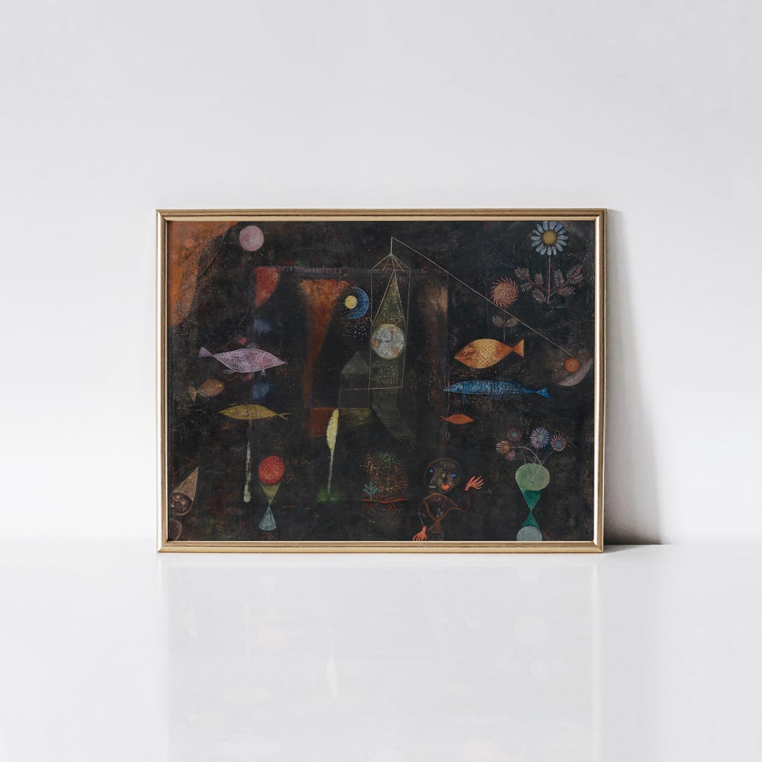 Fish Magic, Paul Klee Print, Witchy Fish Painting, Dark Moody Art. - Etsy