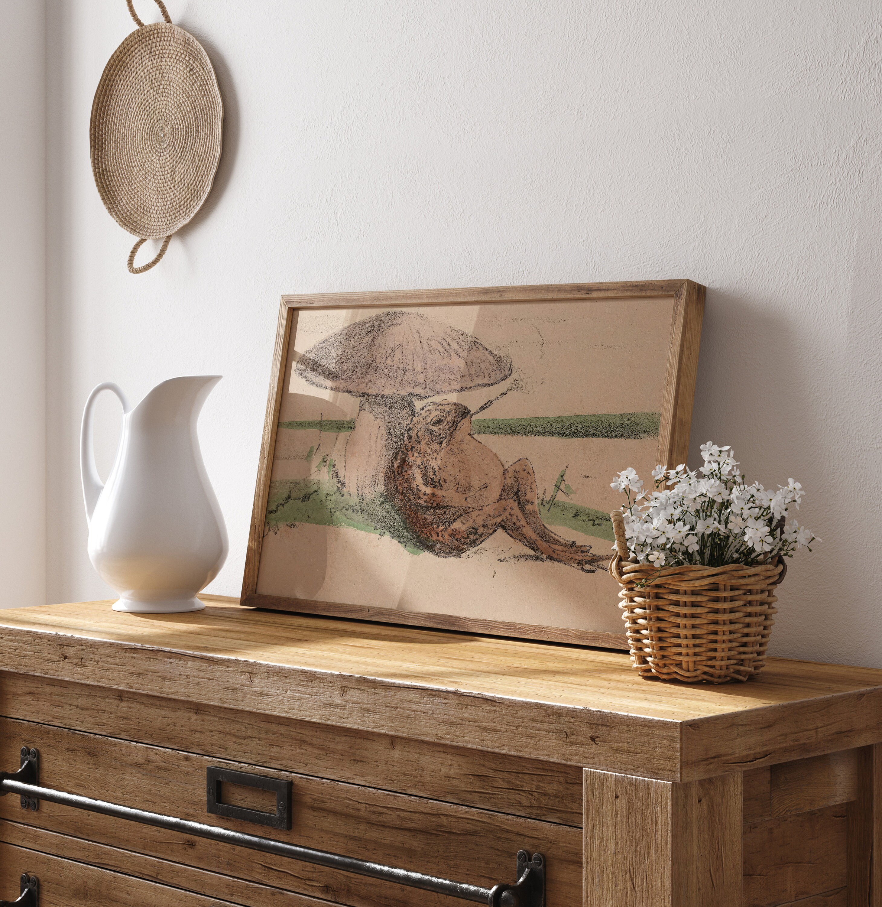 Toad With a Cigarette Under a Toadstool Neutral Tones Wall - Etsy