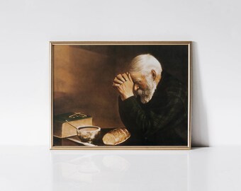 Eric Enstrom Man Praying Over Bread Grace Print Poster - Etsy