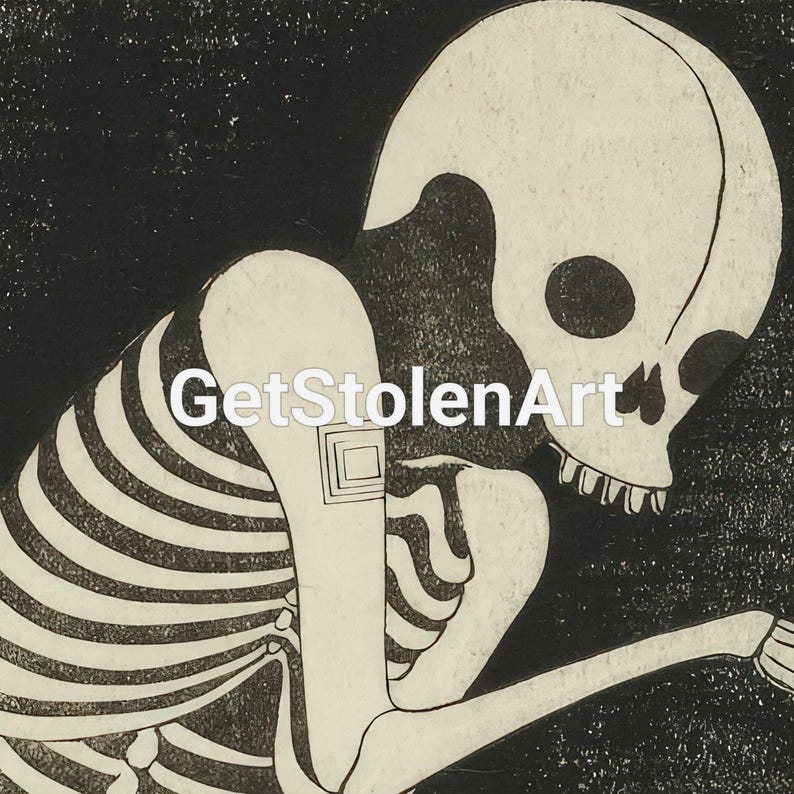 Skeleton From Flower of Edo - an Ichikawa Saga, Japanese Skeleton Print ...