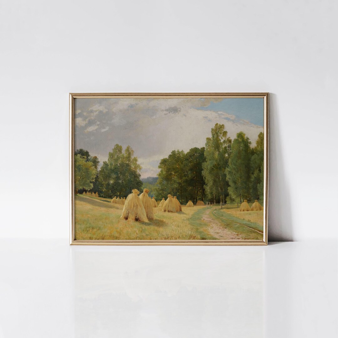 Haystacks, Ivan Shishkin, Farm Art, Idyllic Print, Rural Landscape ...