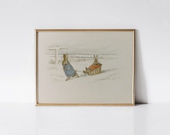 Peter Rabbit, Vintage Bunny Nursery Wall Art, Nursery Wall Art, Rabbit ...