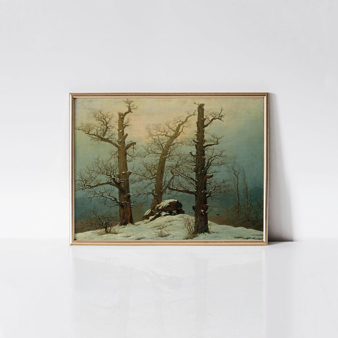 Cairn in Snow, Caspar David Friedrich Print, Snowy Winter Landscape ...
