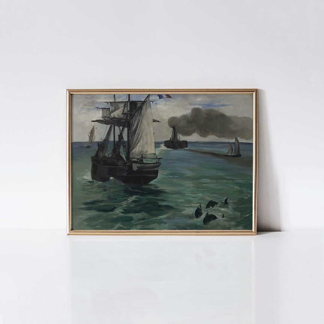 The Steamboat, Seascape With Porpoises 1868 by Edouard Manet Print ...