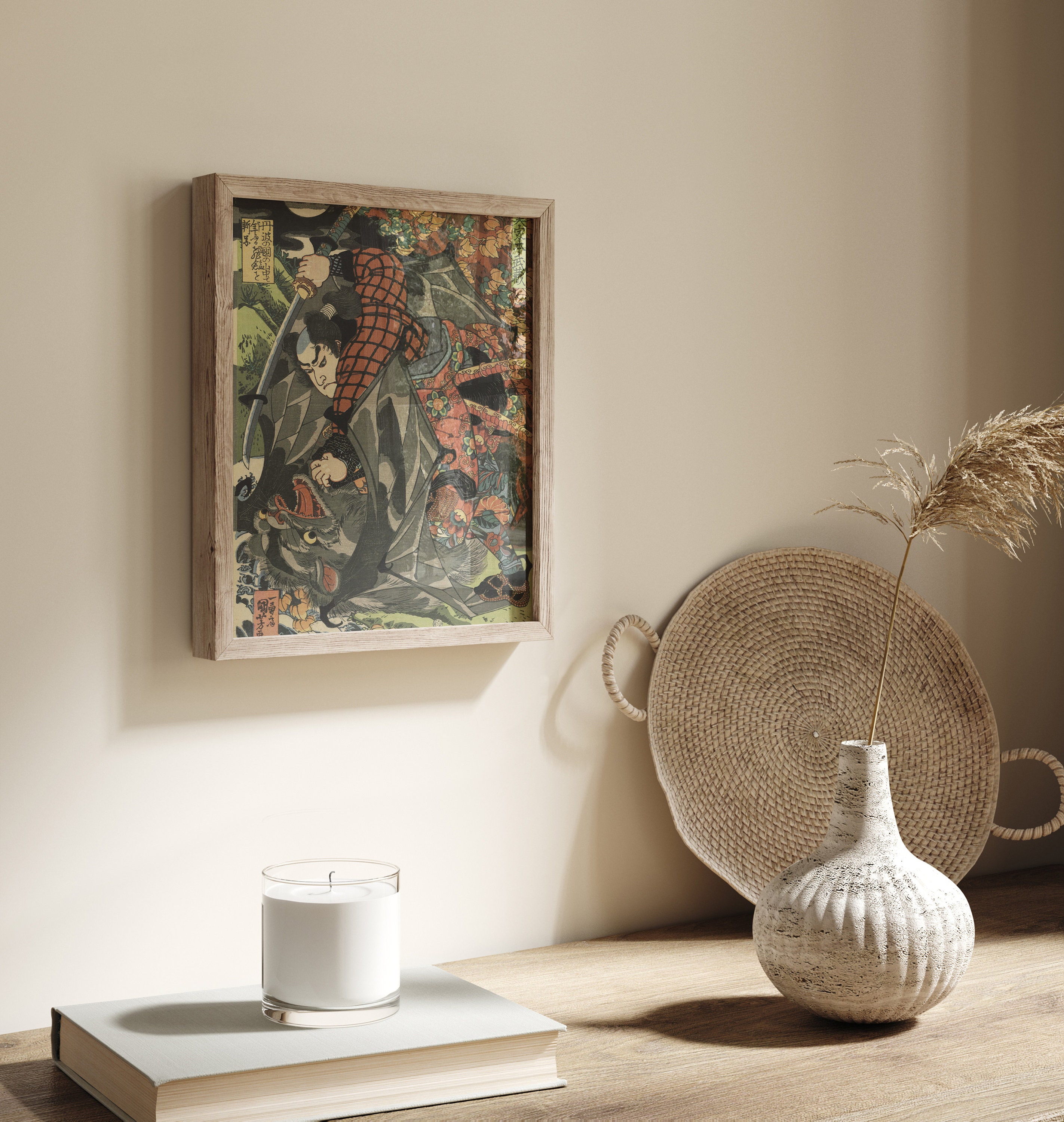 Miyamoto Musashi Killing A Monster Bat Utagawa Kuniyoshi - Etsy