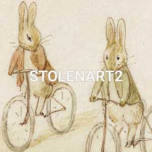 Peter Rabbit, Benjamin Bunny and Friends on Bicycles, Vintage Bunny ...