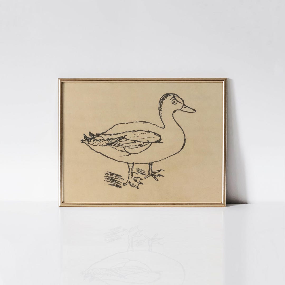 Angry Duck Print, Funny Victorian Era Bird Drawing, Vintage Nursery ...