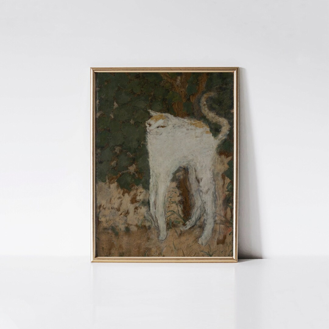 Le Chat Blanc, Vintage Cat Art, Meme Cat Painting, Cat Lover Gift. - Etsy