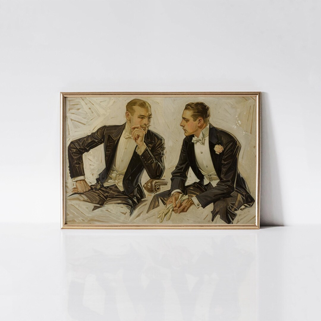 Two Victorian Men Print, Vintage Lounge Wall Art. - Etsy