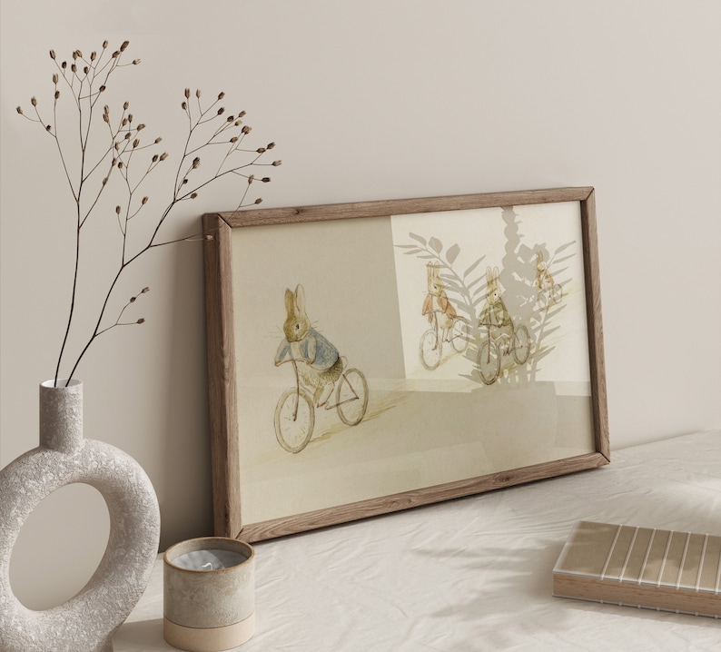 Peter Rabbit, Benjamin Bunny and Friends on Bicycles, Vintage Bunny ...