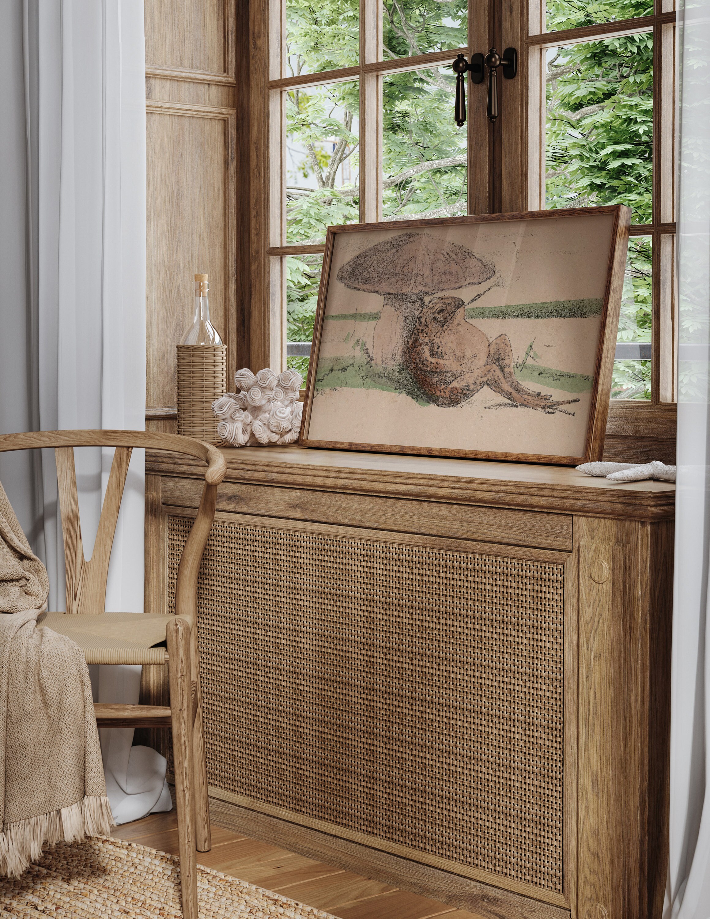 Toad With a Cigarette Under a Toadstool Neutral Tones Wall - Etsy