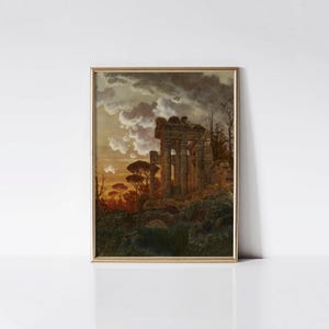 Evening Landscape With Ancient Temple Ruins 1890 by Ferdinand Knab ...