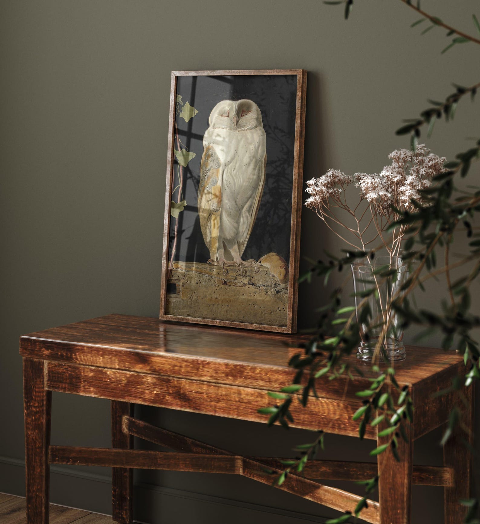 Vintage White Owl Print, Antique Farmhouse Décor, Classic Barn Owl ...