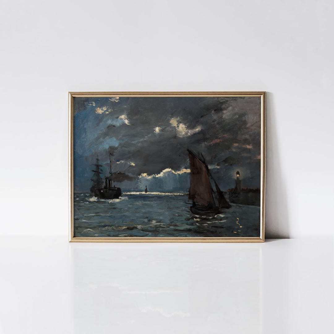 A Seascape, Shipping by Moonlight 1864 by Claude Monet Print. - Etsy