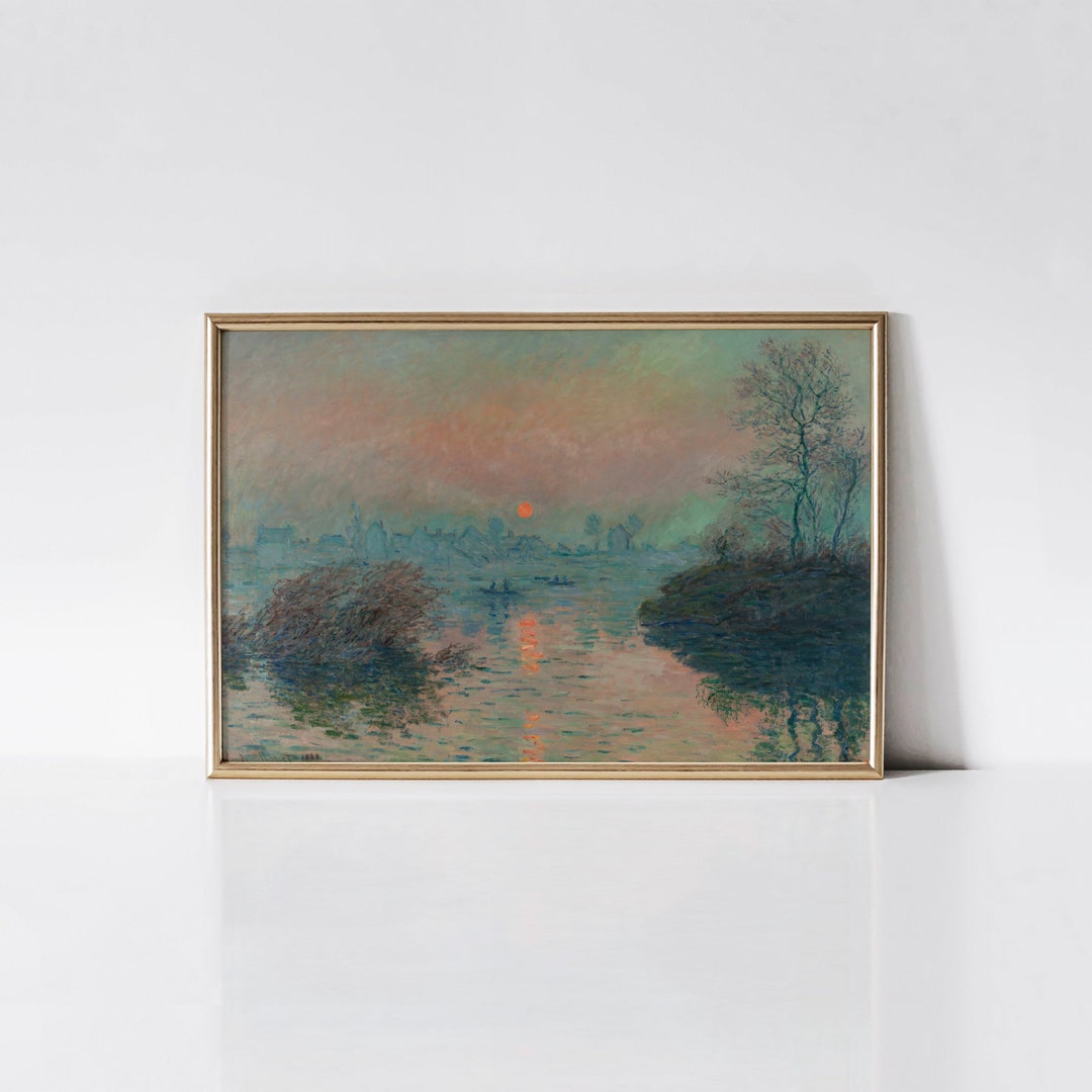Sunset on the Seine at Lavacourt, Claude Monet Print, Classic Winter ...