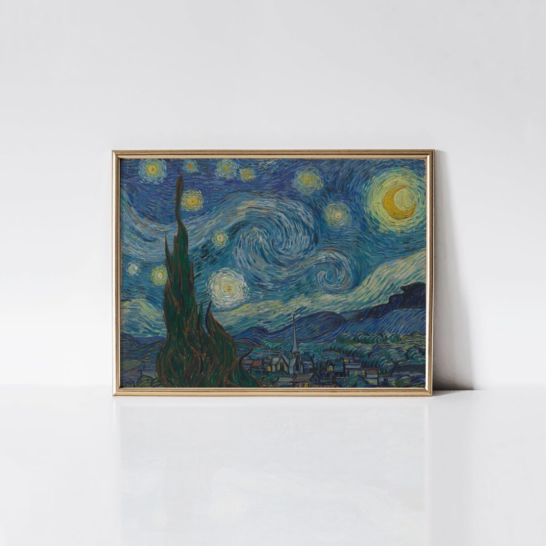 Starry Night 1889 by Vincent Van Gogh Print. - Etsy