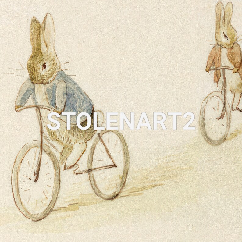 Peter Rabbit, Benjamin Bunny and Friends on Bicycles, Vintage Bunny ...