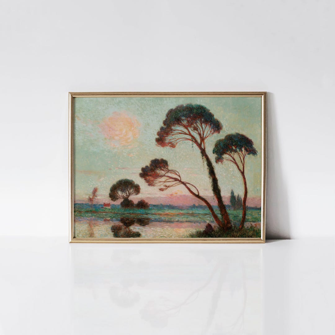 Sun Setting Over the Brière, French Marsh Area Print, Nature Landscape ...