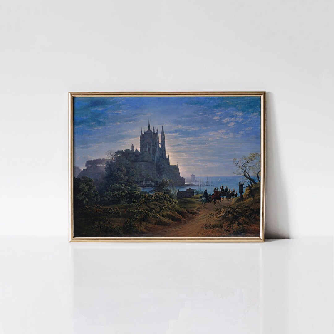 Gothic Church on a Rock by the Sea, Gothic Architecture Print, Gothic ...