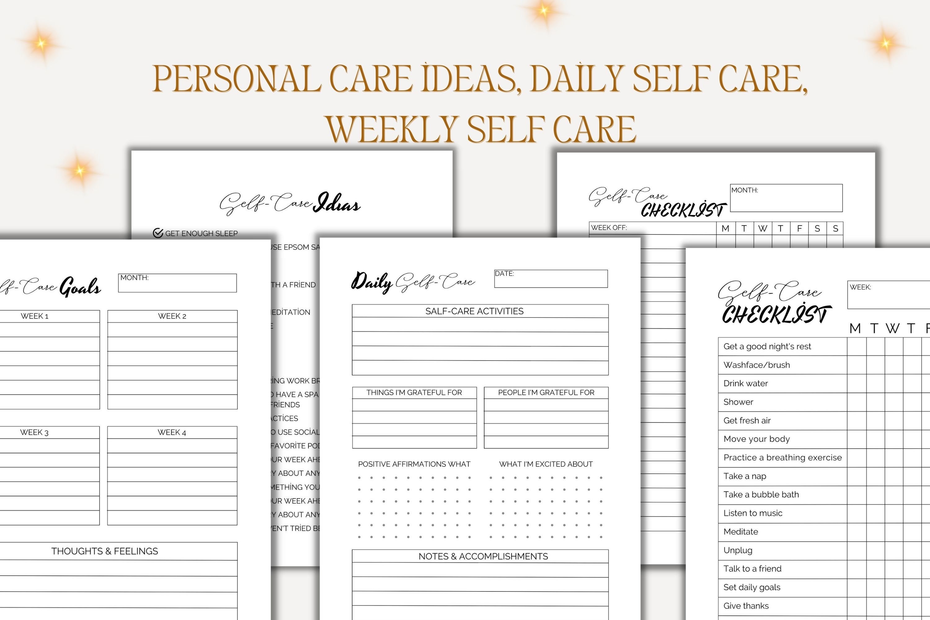 Personal Care Tracker Kit Personal Care Checklist Personal Care ...