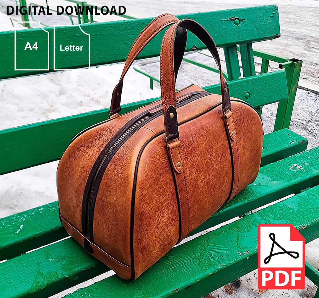 Leather Duffle Bag Pattern, Leather Pattern Duffle Bag PDF, Travel Bag ...