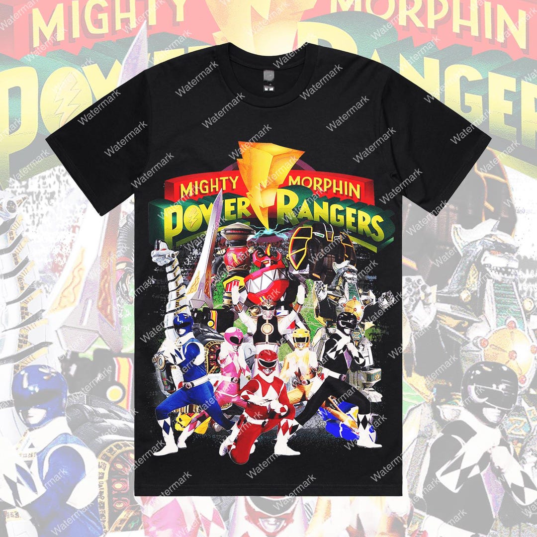Power Rangers T-shirt. Mighty Morphin Power Rangers Tee, TV Series ...