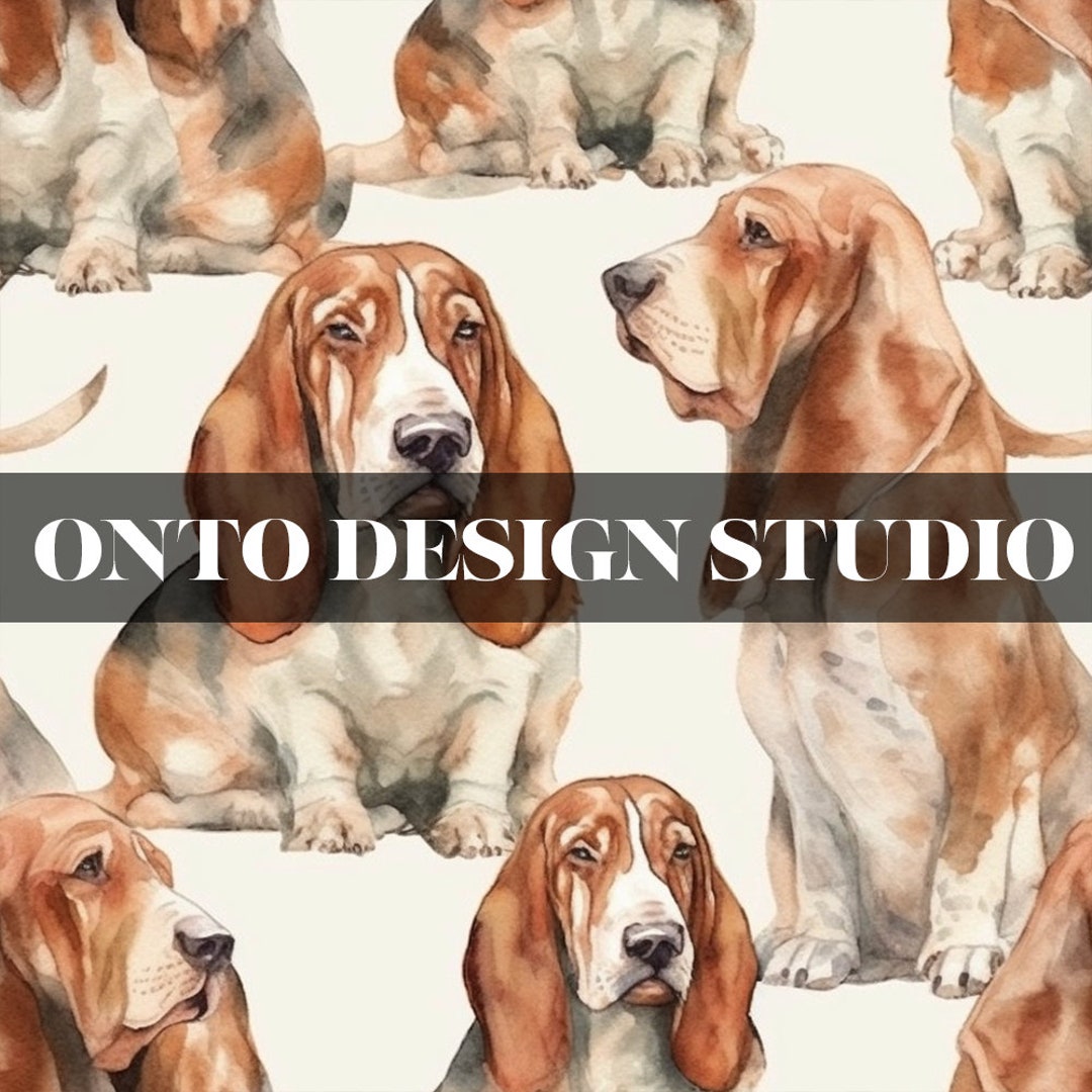 Watercolor Basset Hound Seamless Pattern Digital Download, Paper ...