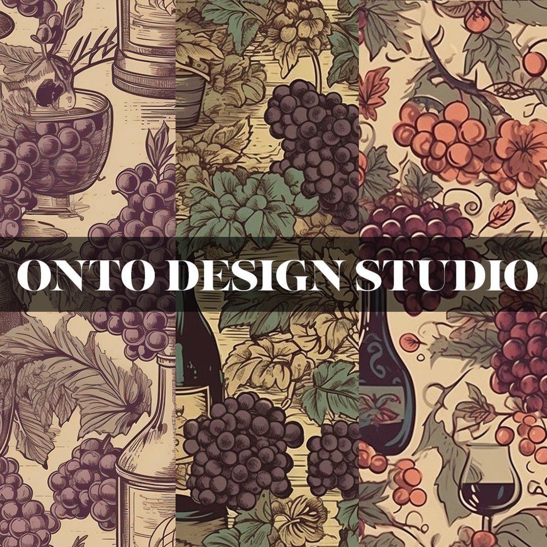 Vintage Wine Seamless Pattern (3-pack Bundle) - Digital Download, Paper ...