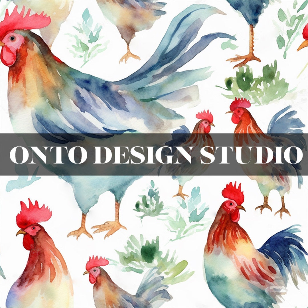 Watercolor Chickens Seamless Pattern - Digital Download, Paper Textures ...