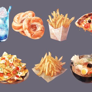 Anime Style Fast Food Clipart Bundle - Digital Download, Food Clipart ...