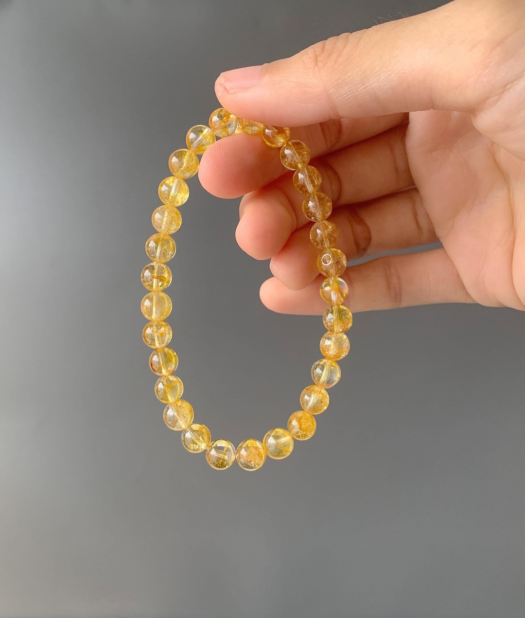 Handmade Natural Yellow Topaz Beaded Bracelet Crystal Bracelet Yellow ...