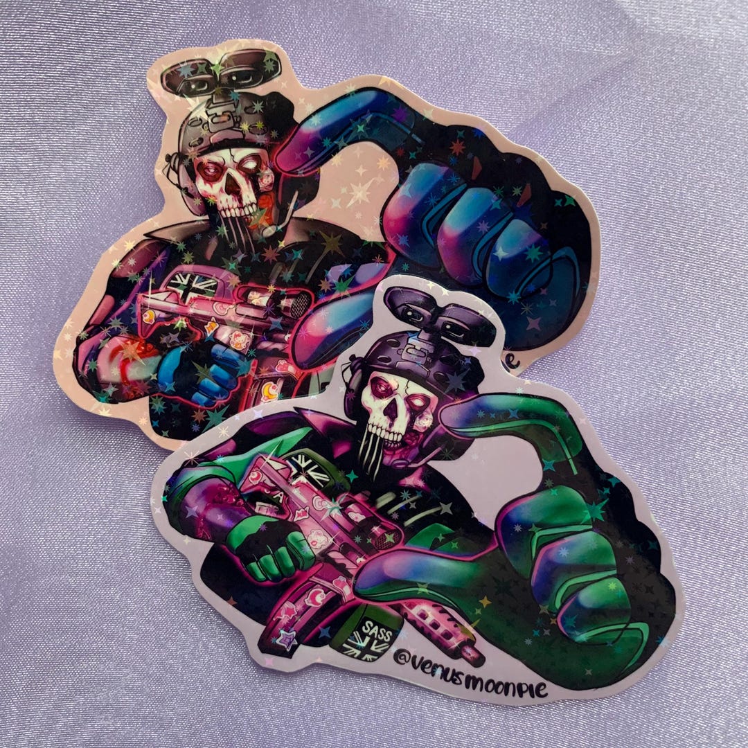 Horror Heart Hands Ghost Simon Riley Sparkle Holographic Waterproof ...