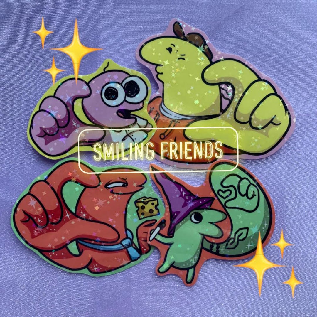 Smilin Friends Heart Hands Fanart Sparkle Stickers | Holographic ...