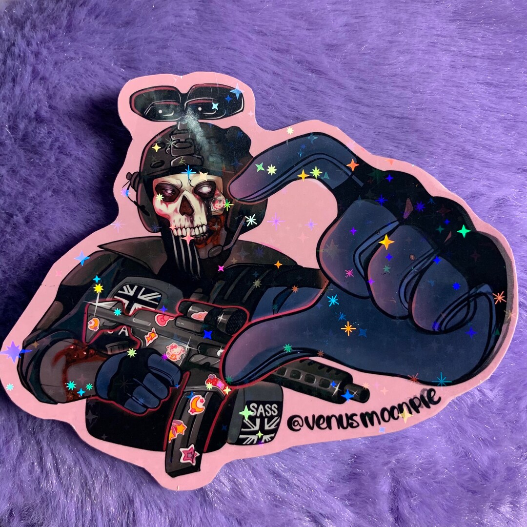 Ghost Simon Riley Sparkle Holographic Waterproof Sticker Halloween ...
