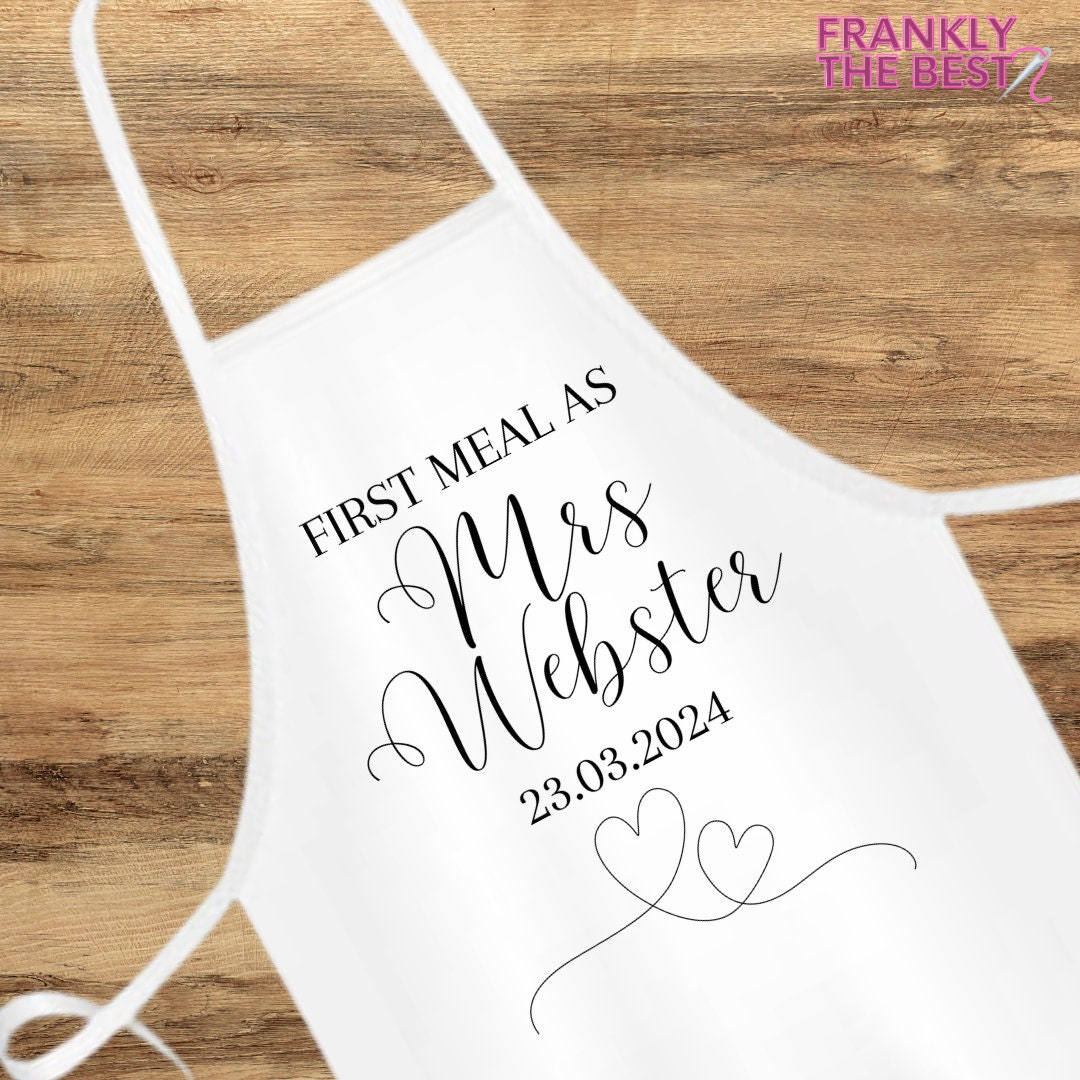 Wedding Bride Apron , First Meal as Mrs, Personalised Apron. Wedding ...