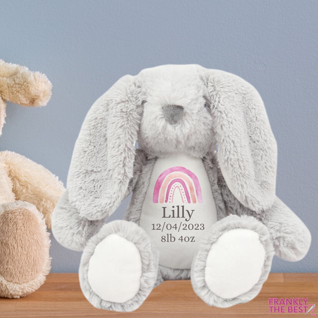 Personalised Bunny Rabbit Teddy, New Baby Gift, Personalised Plush Soft ...