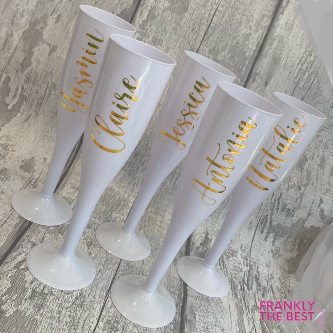 Personalised White Champagne Flute | Plastic Champagne Flute | Multi ...