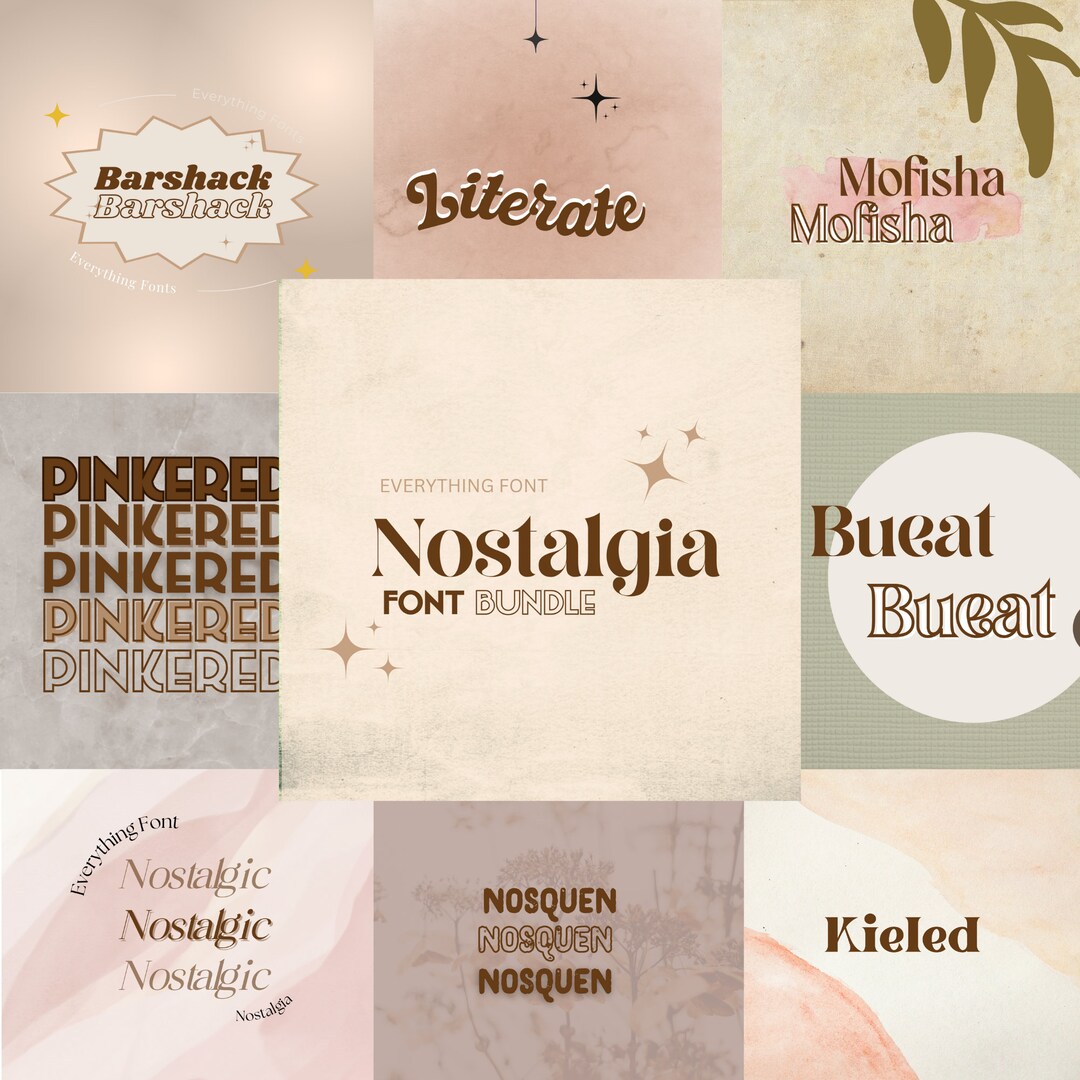 10 Nostalgia Fonts Bundle ,circuit Font Bundle, Farmhouse Fonts, Script ...