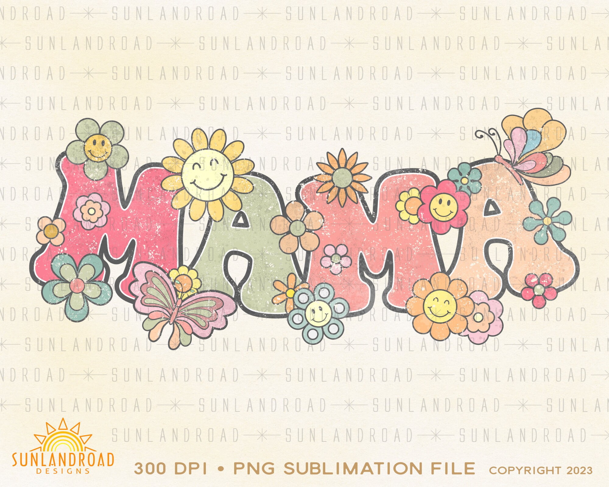 Mama Png Floral Retro Mama Png File, Floral Mama Png, Retro Mom Png ...