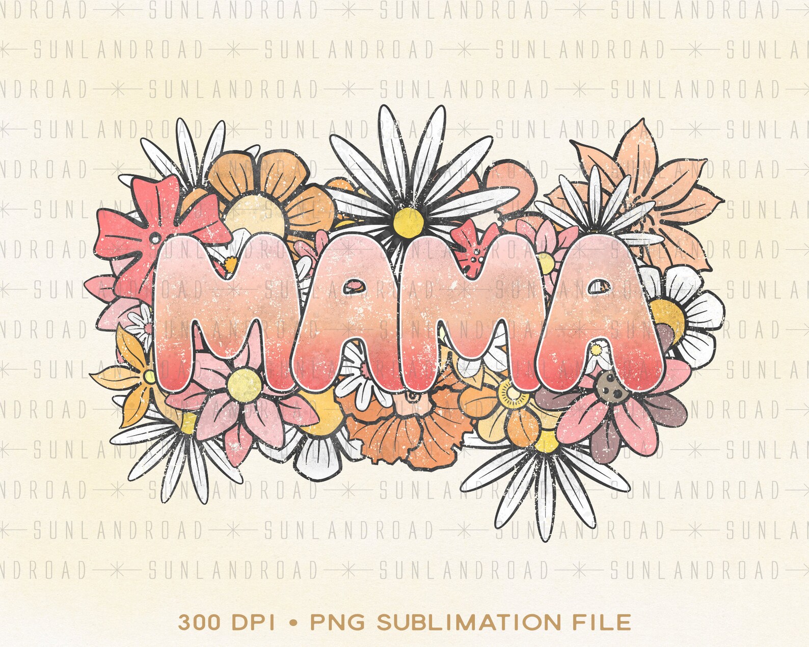Mama Png Floral Retro Mama Png File, Floral Mama Png, Retro Mom Png ...