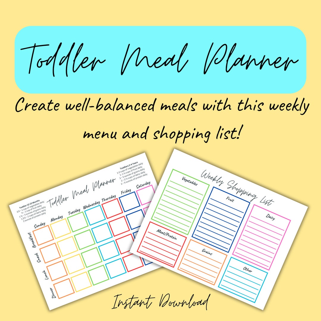 Toddler Meal Planner, Weekly Menu Plan, Rainbow, Weekly Shopping List ...