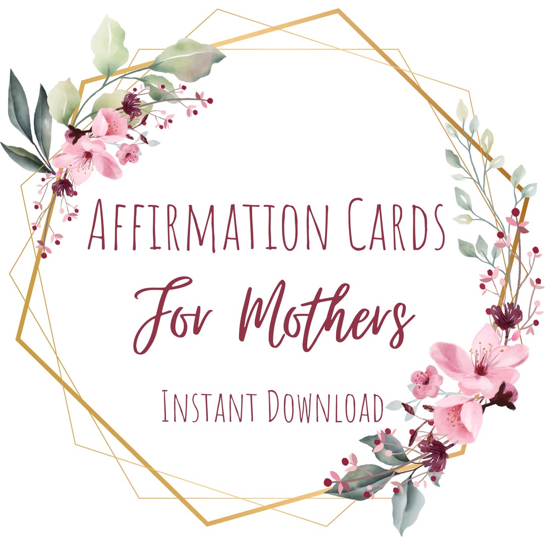 Set of 20 Affirmation Cards for Moms, Mother's Day Gift, Digital ...