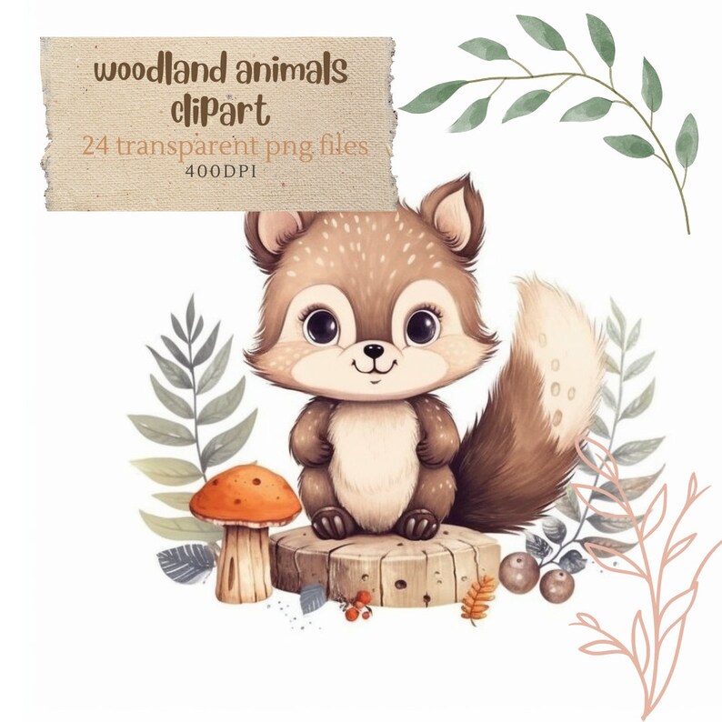 Watercolor Woodland Cute Animals Transparent PNG Clipart, Forest ...