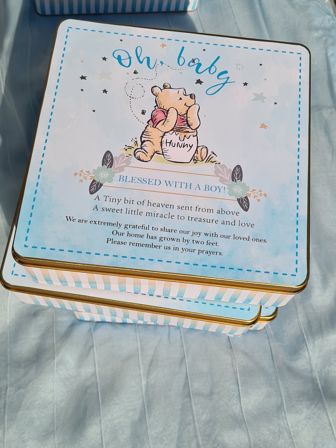 Customised Birth Announcement Box, Tin Box, Birth Keepsake Gifts ...